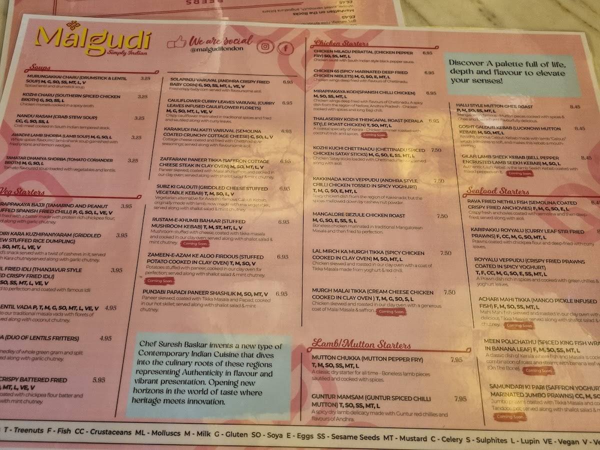 Menu at The Yellow Chilli restaurant, Wembley