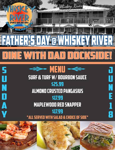 Menu at Whiskey River On The Water pub & bar, Port Richey