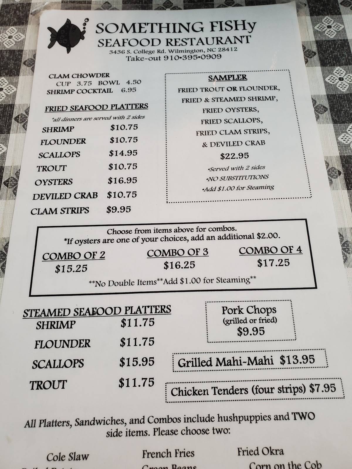 Menu at Something Fishy Seafood restaurant, Wilmington