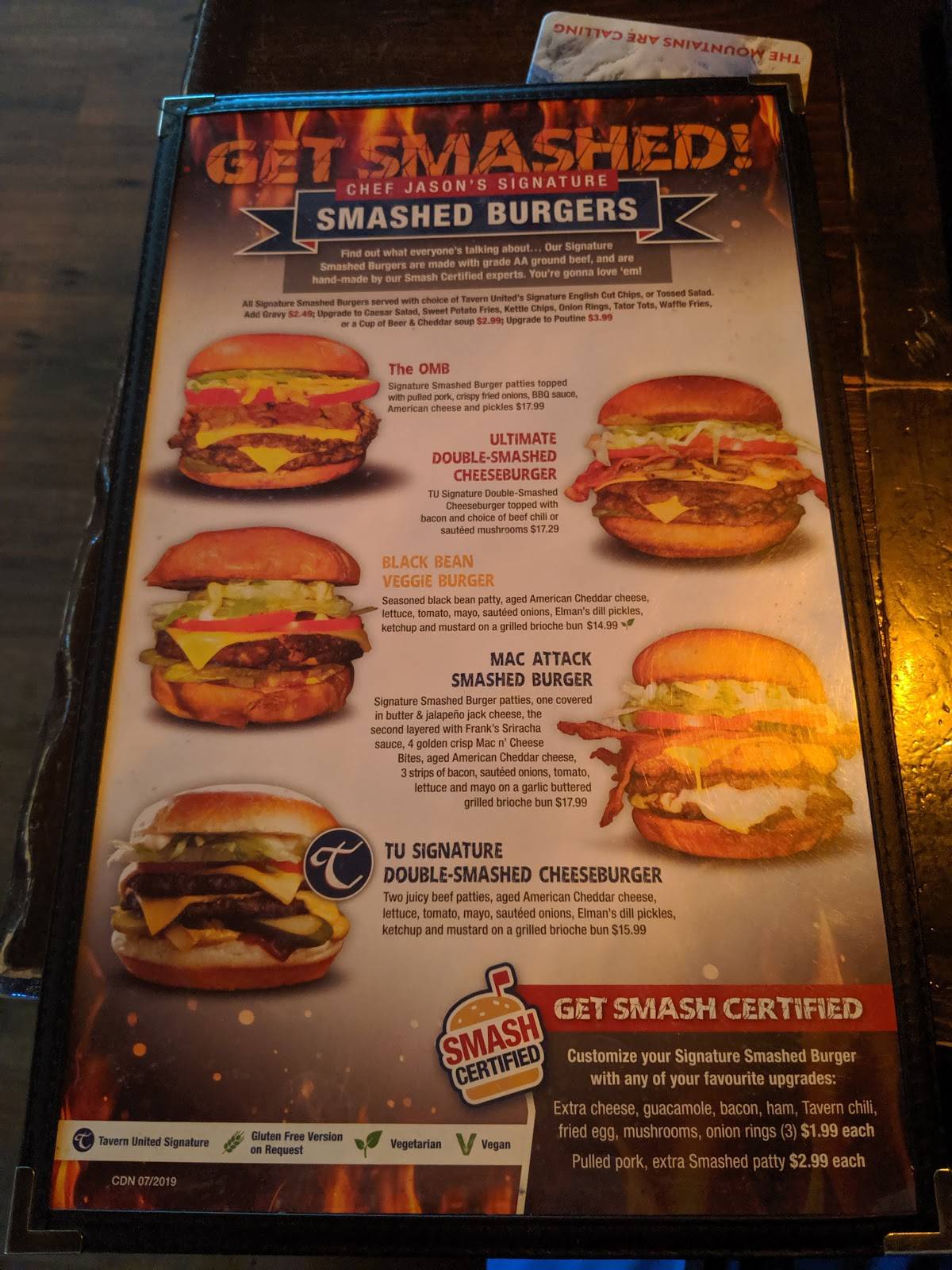 Menu at Tavern United Garden City pub & bar, Winnipeg, McPhillips Street at