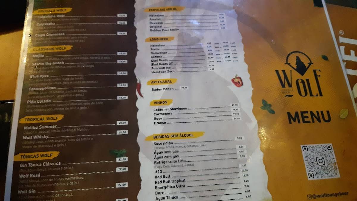 Menu em Wolf Lounge Beer pub & Bar, Ouro Preto