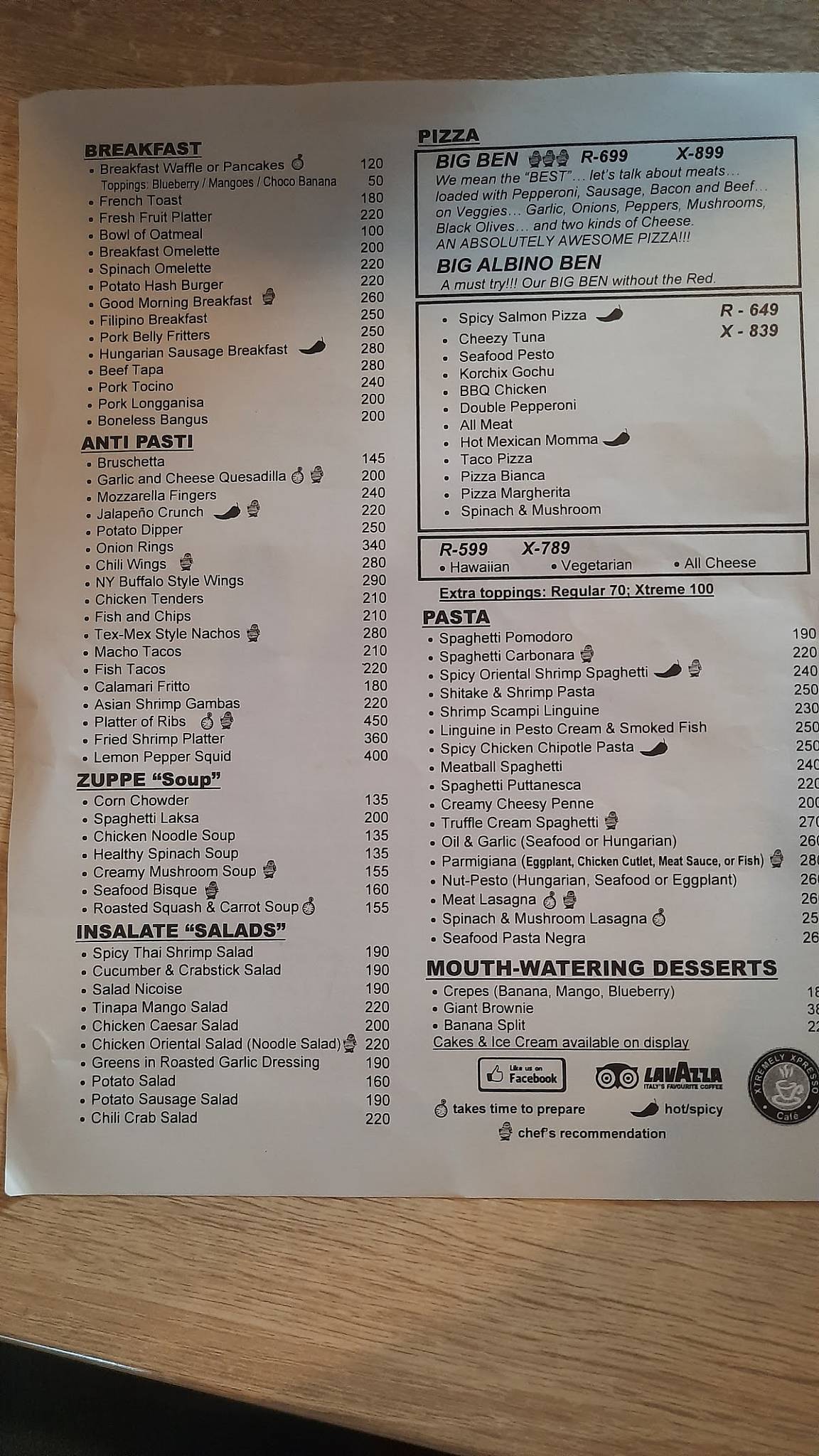 Menu at Xtremely Xpresso Cafe, Olongapo, #1 Dewey Avenue Subic Bay ...
