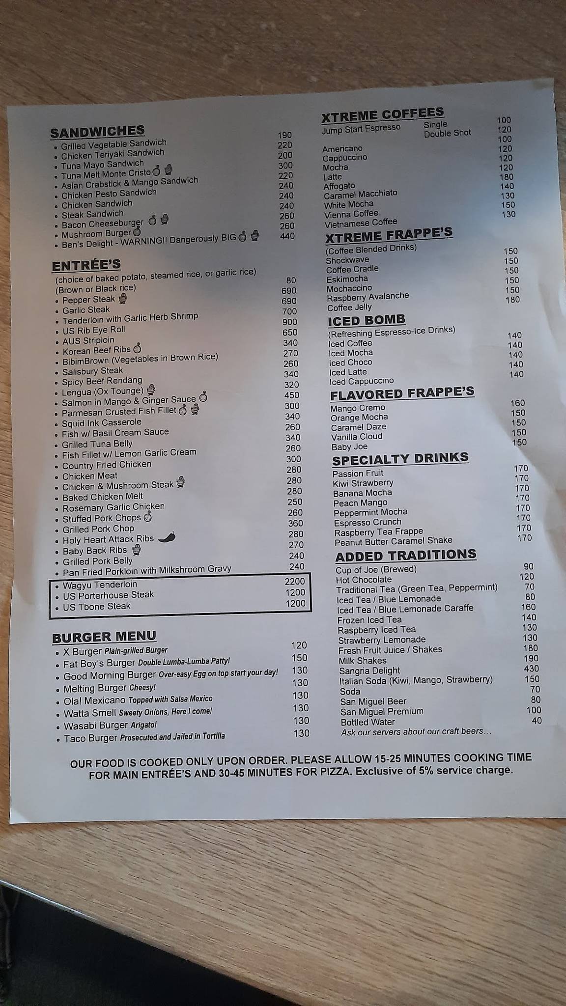 Menu at Xtremely Xpresso Cafe, Olongapo, #1 Dewey Avenue Subic Bay ...