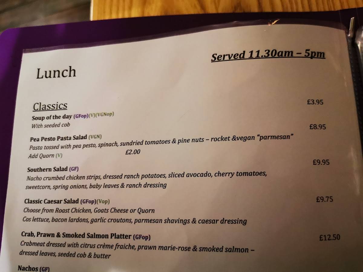 Menu at Y Not Bar & Grill, Thurso