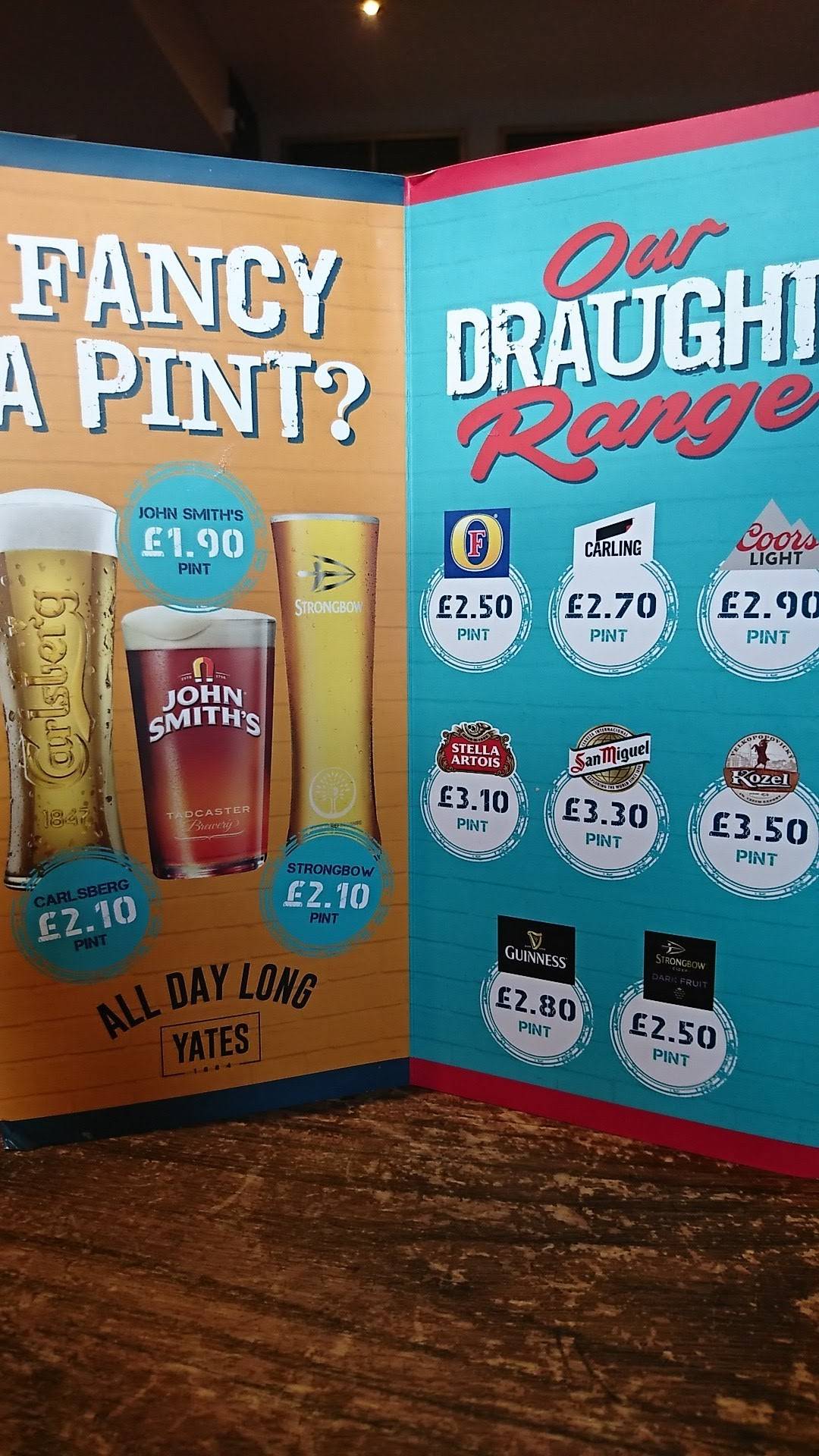 Menu at Yates Leigh pub & bar, Leigh