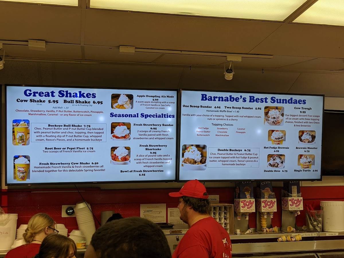 Menu at Young's Jersey Dairy restaurant, Yellow Springs