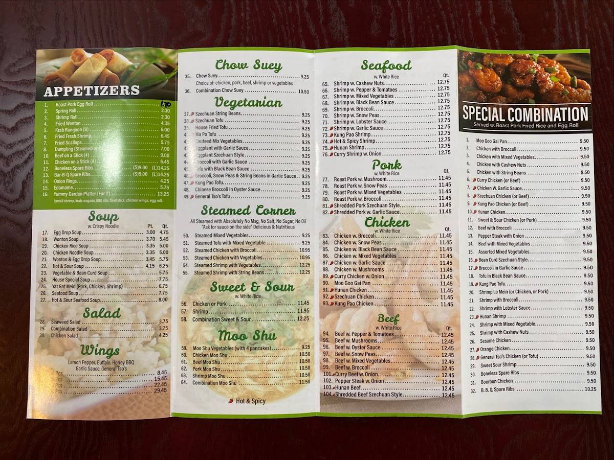 Menu at Yummy Garden restaurant, Spring Hill