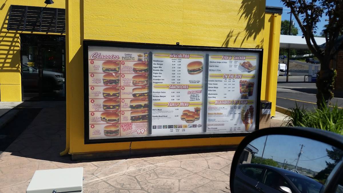 Carta de comida rápida Zip's Drive In, Lewiston, 804 16th Ave