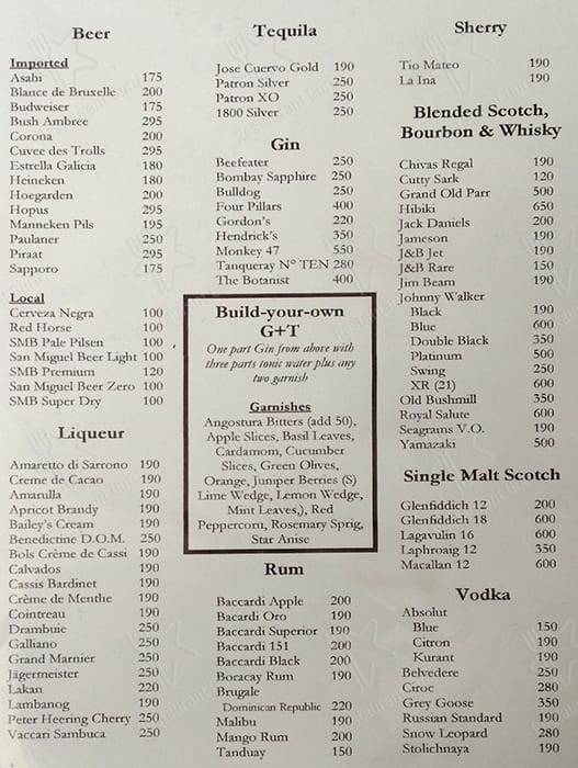 Menu at Ilustrado Restaurant, Manila, two-way
