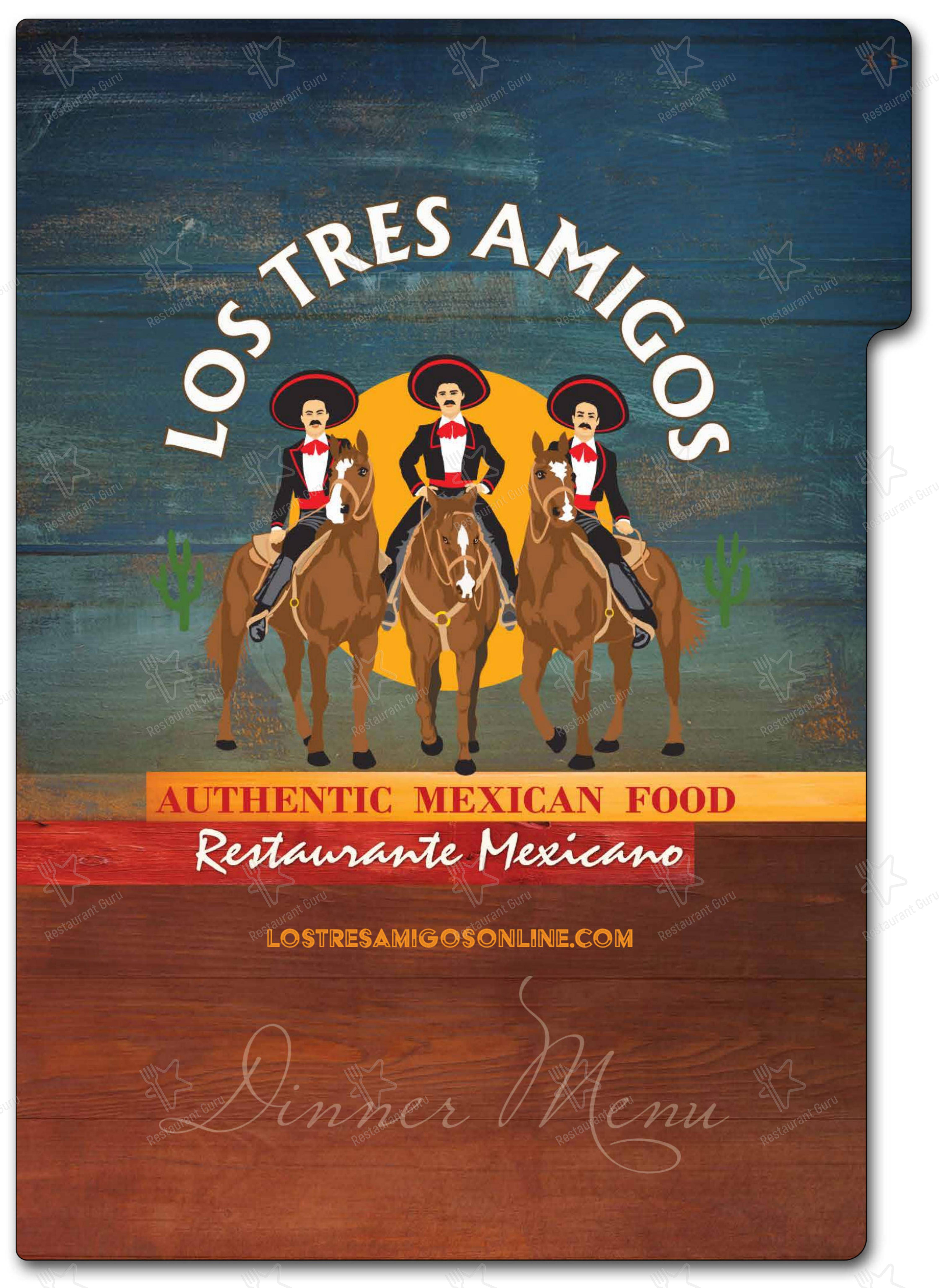 Menu at Los Tres Amigos restaurant, Wood River, Vaughn Rd