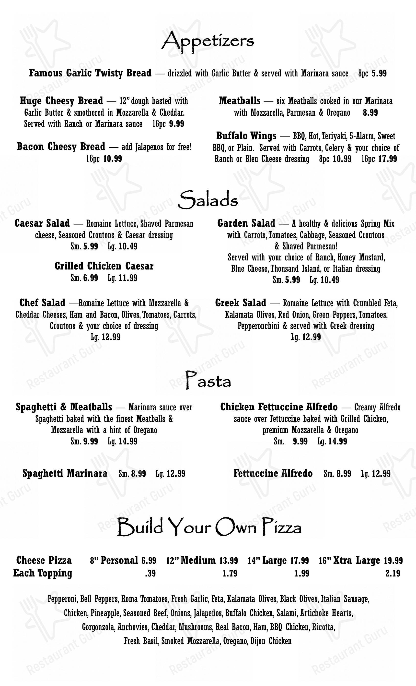 Menu at Sahara Pizza Sultan pizzeria, Sultan