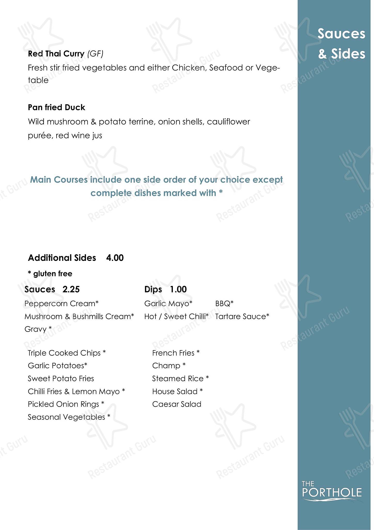 Menu at Bayview Hotel pub & bar, Portballintrae