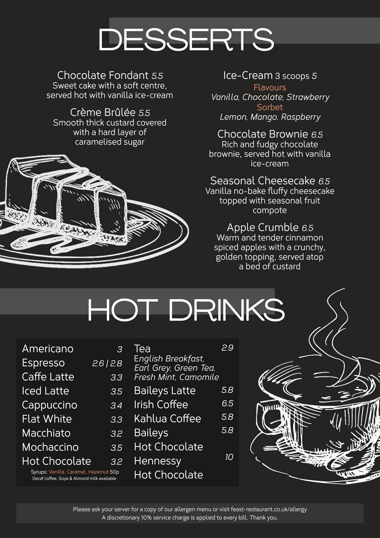 Menu at feast - Restaurant Rooftop Bar, Grays