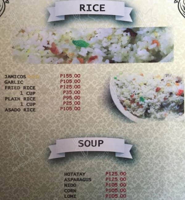 Menu at Jamicos Restaurant, Malabon
