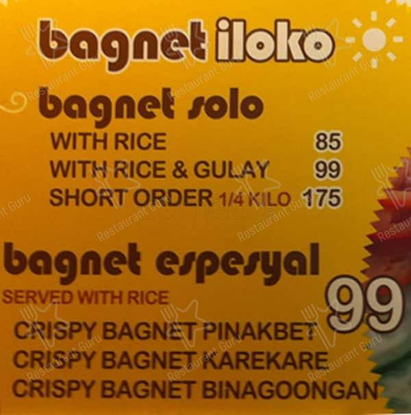 Menu at Bagnet Boy restaurant, Quezon City, H3R5+GPH