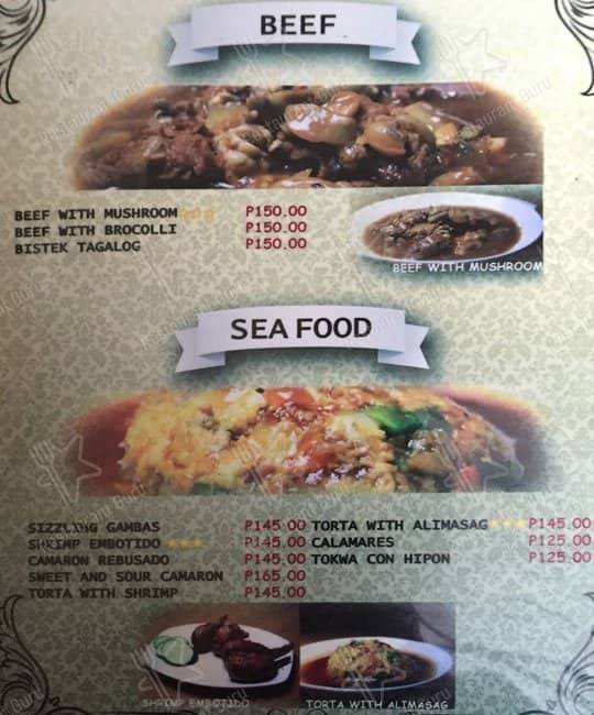 Menu at Jamicos Restaurant, Malabon