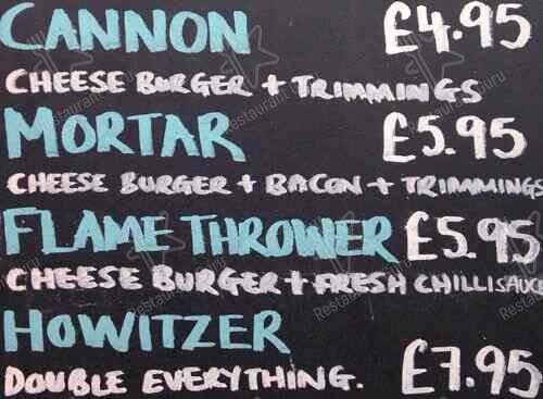 Menu at The Gunners Pub, London