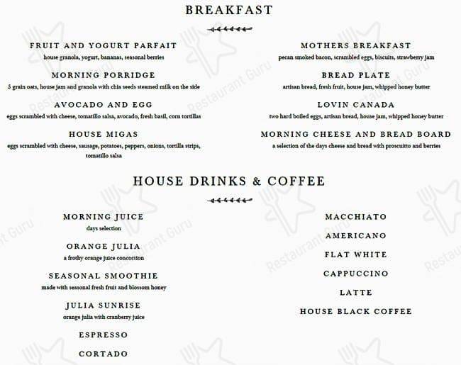 Menu at Tiny Boxwoods restaurant, Houston