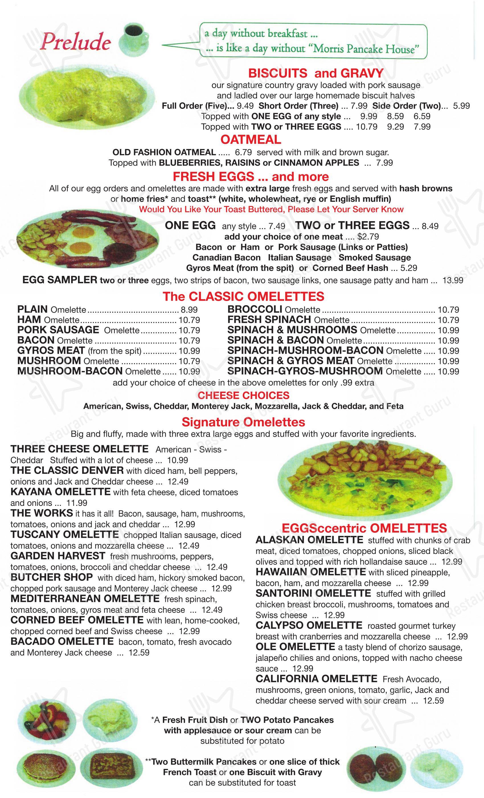 Menu at Morris Diner & Pancake House restaurant, Morris