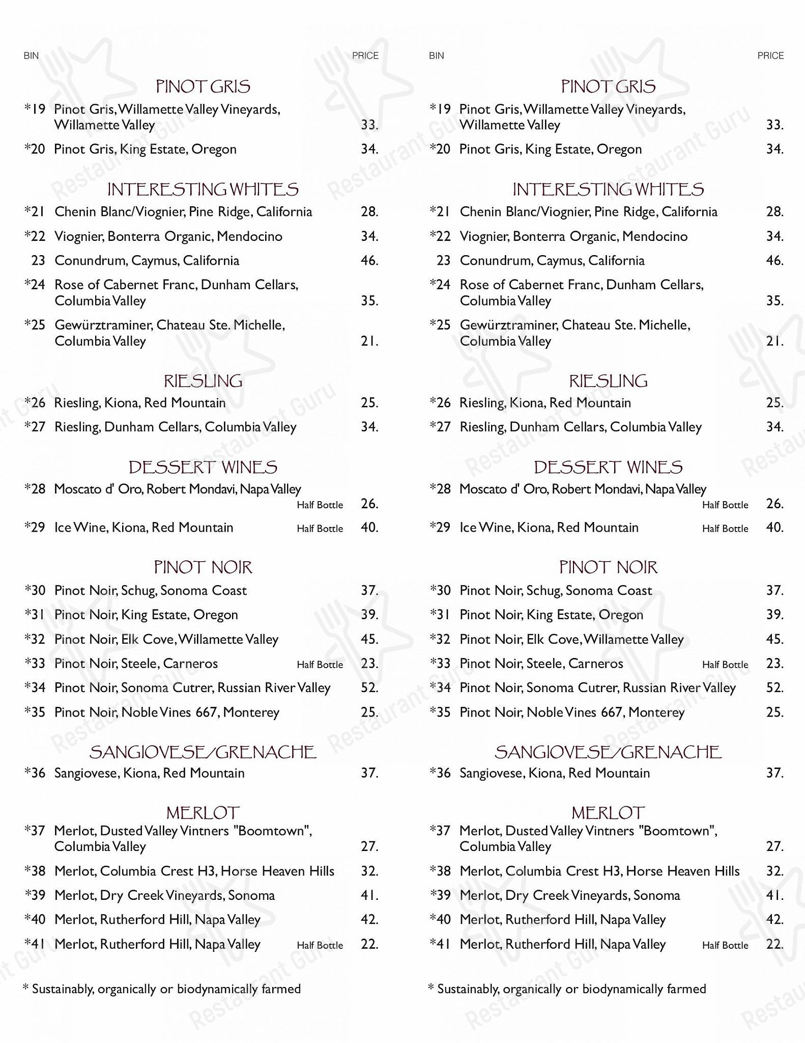 Menu at Lake Yellowstone Hotel Dining Room restaurant, USA, 236 ...