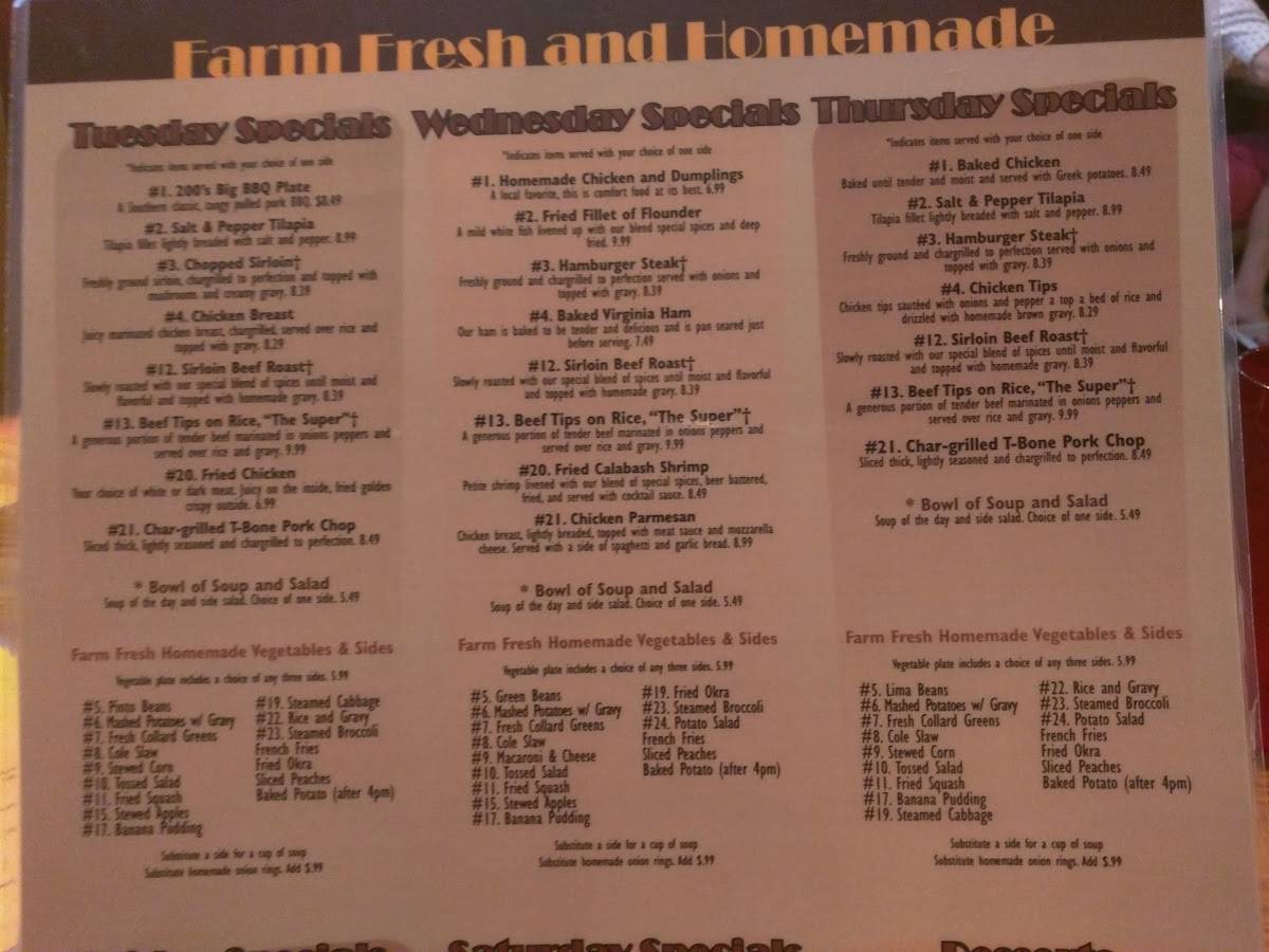 Menu at 200 North Family Restaurant, Locust