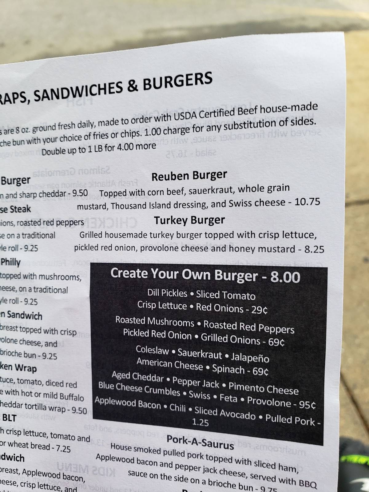 Menu at 238 Cherokee Grill steakhouse, Kings Mountain