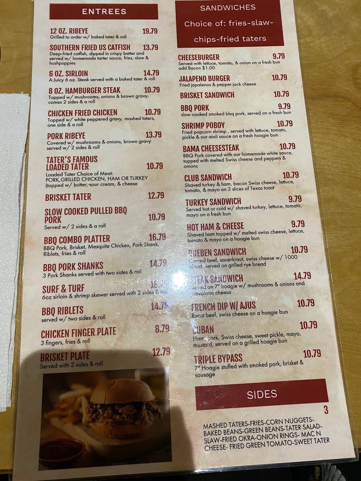 Menu at 50 Taters BBQ, Scottsboro, County Park Rd