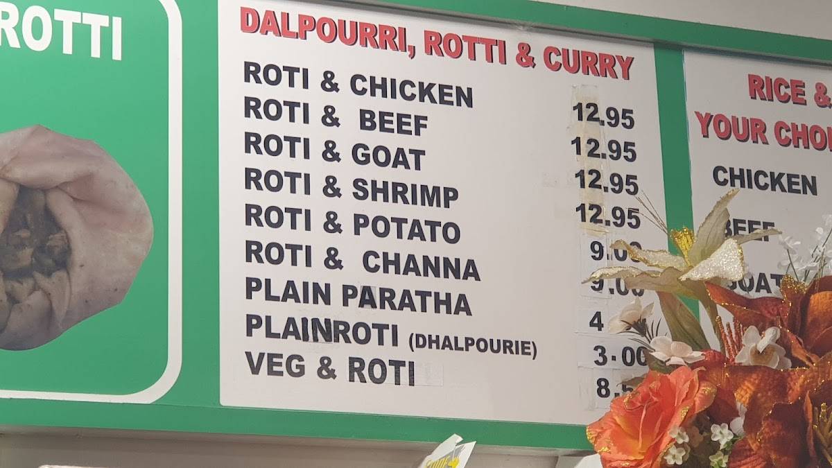 Menu at ACR Hot Roti & Doubles restaurant, Toronto