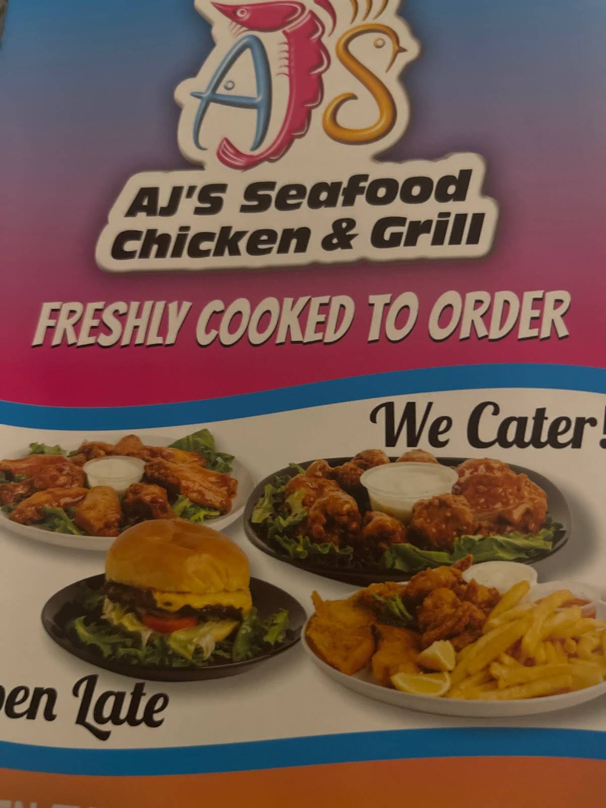 Menu at AJ's Seafood Chicken & Grill restaurant, Pensacola