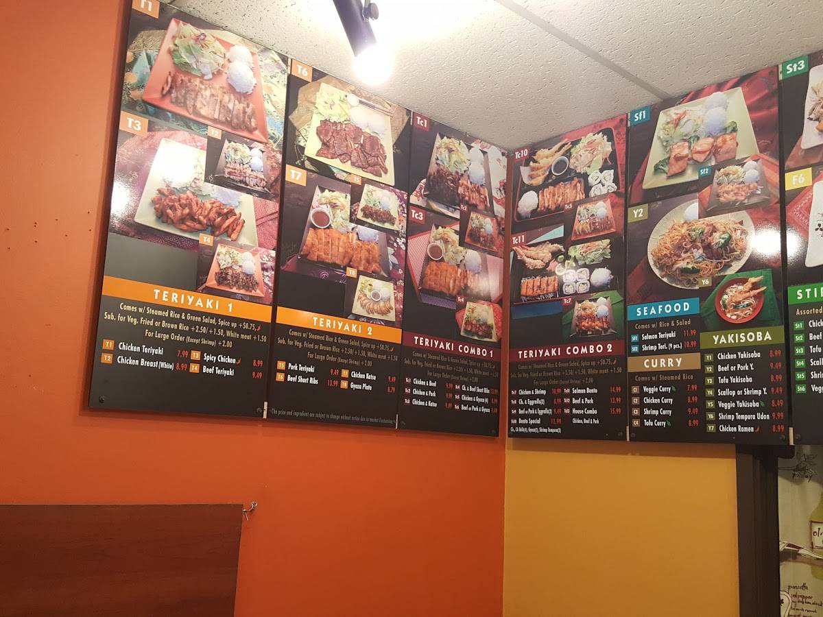 Menu at Acacia Teriyaki restaurant, Redmond