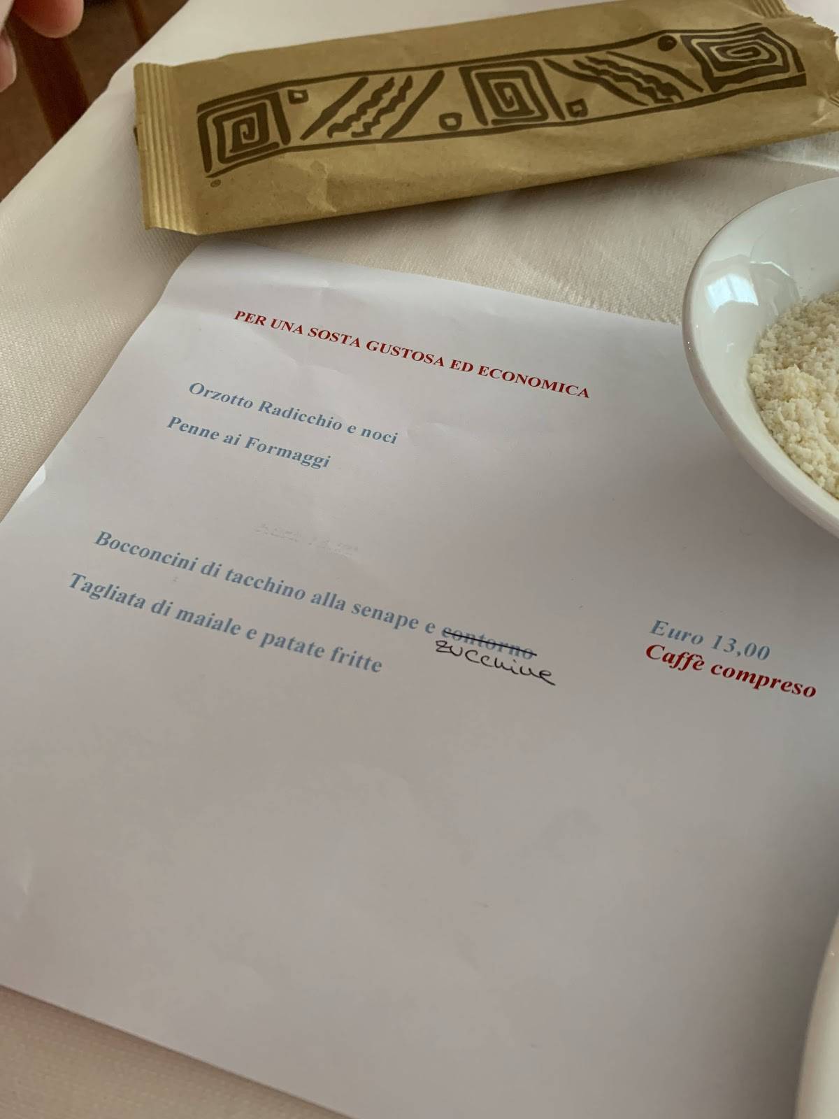 Menu da Trattoria Ai Cjastinars ristorante, Villa Vicentina