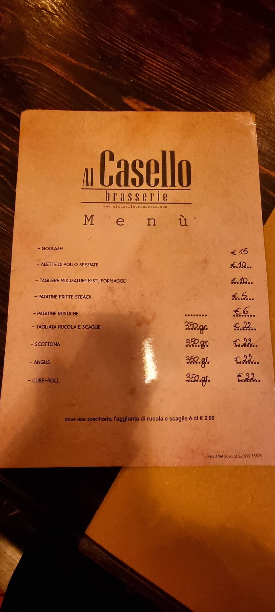 Menu da Al Casello ristorante, Favara