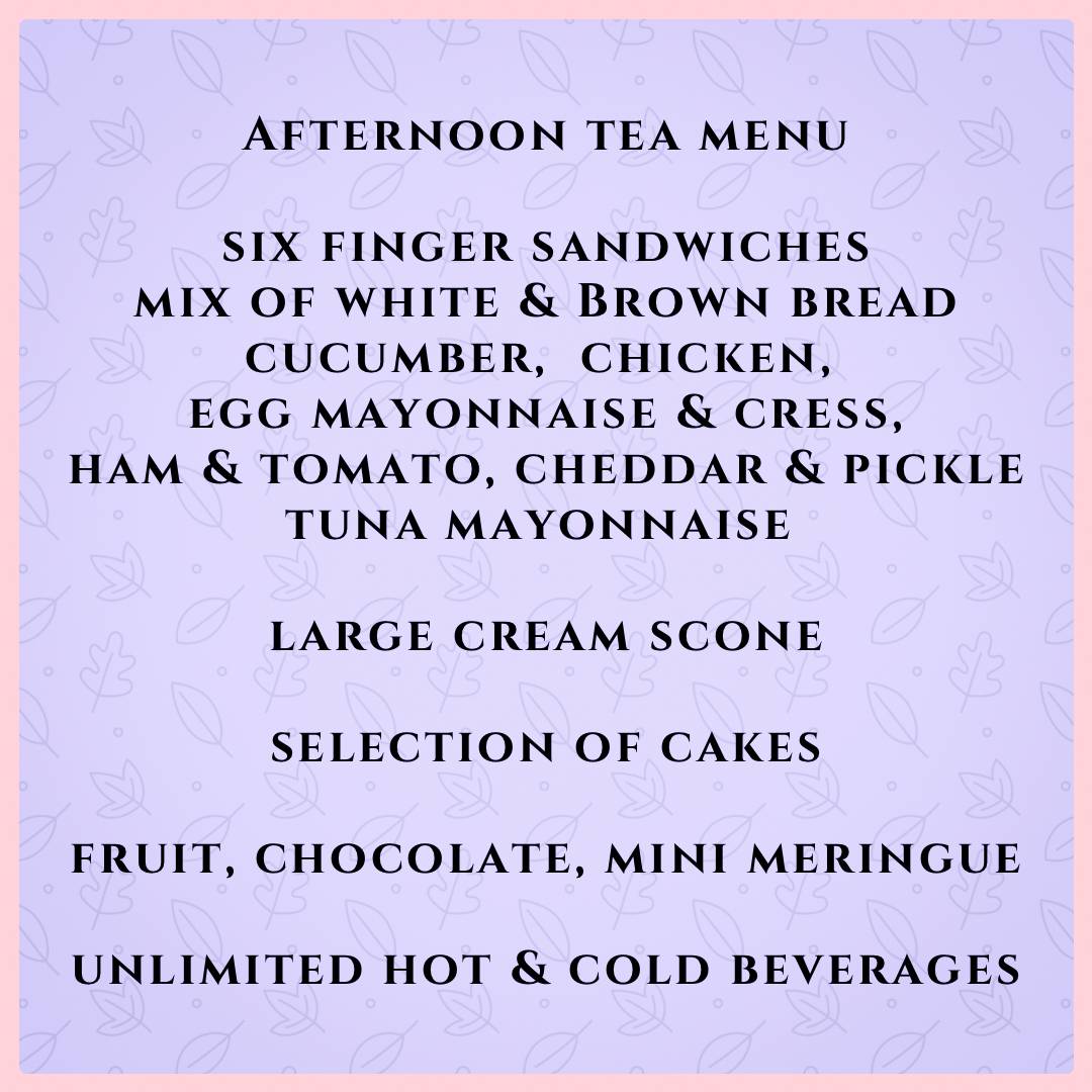 Menu at Wilsons Tea Room restaurant, Walsall