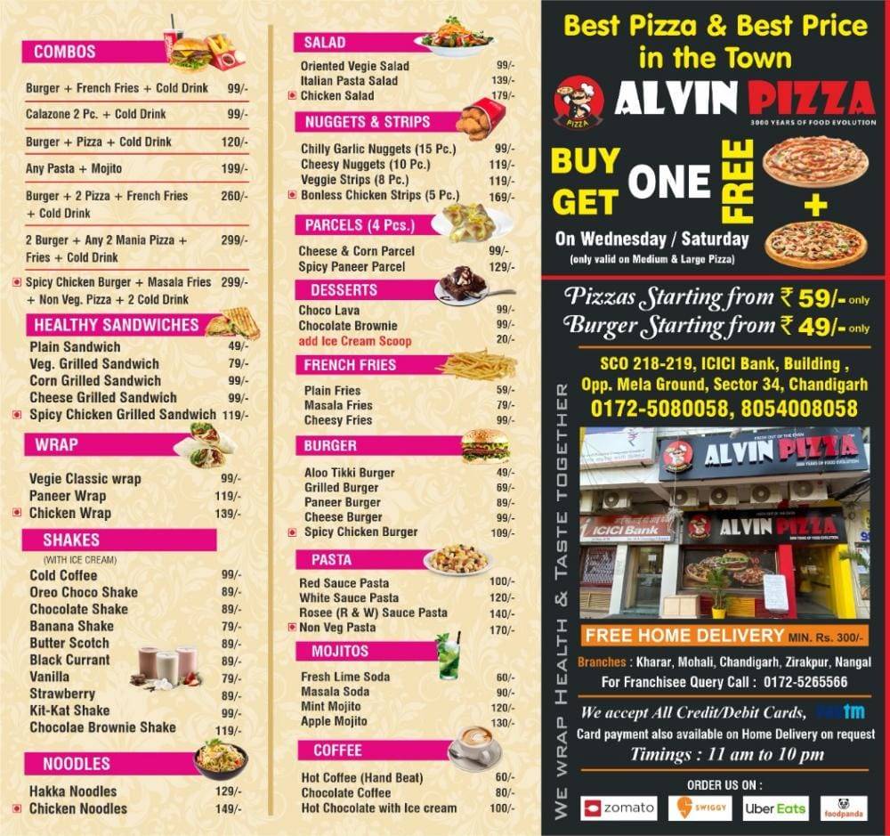 Menu at Alvin Pizza 34, Chandigarh