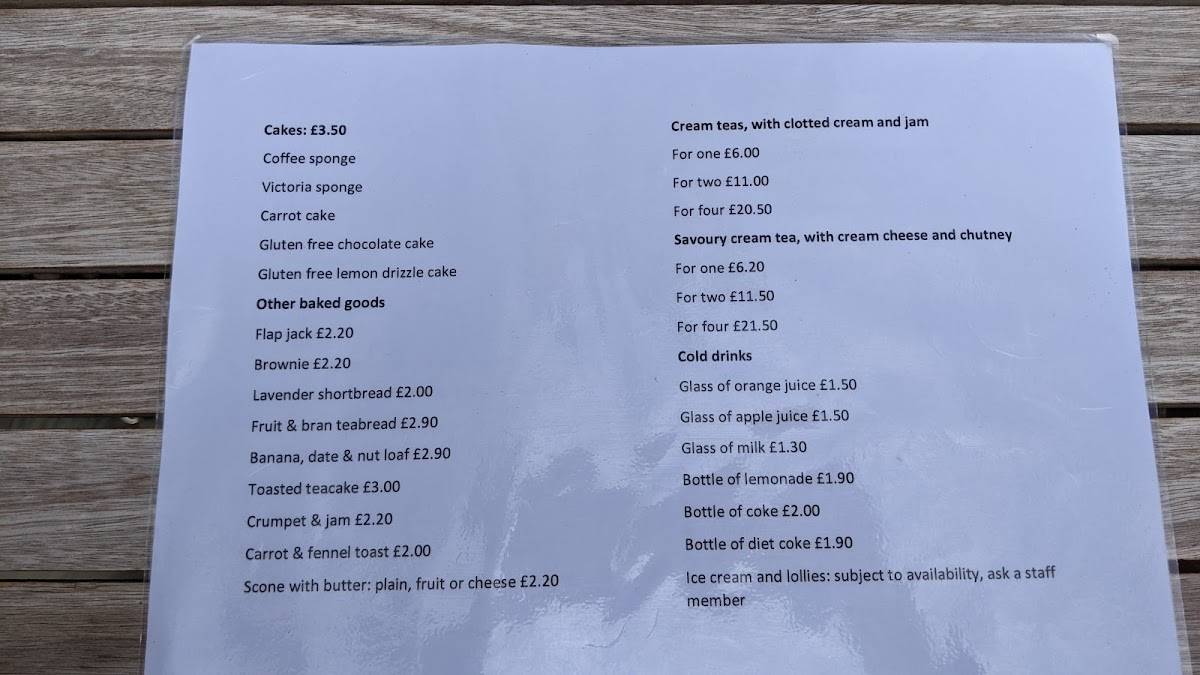 Menu at Amberley Tea Room, Arundel