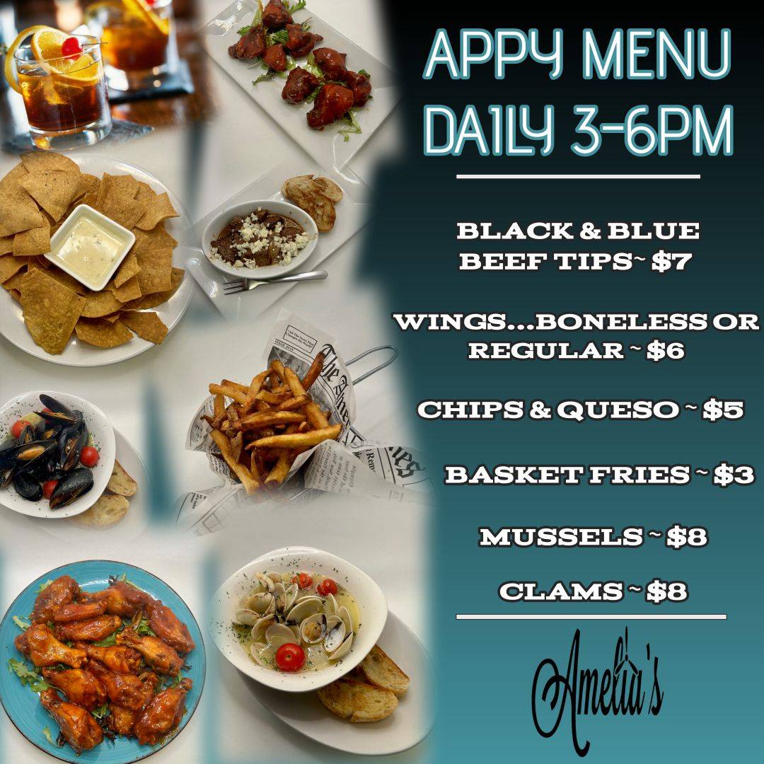 Menu at Amelia's Bar & Grille, Ocean Isle Beach