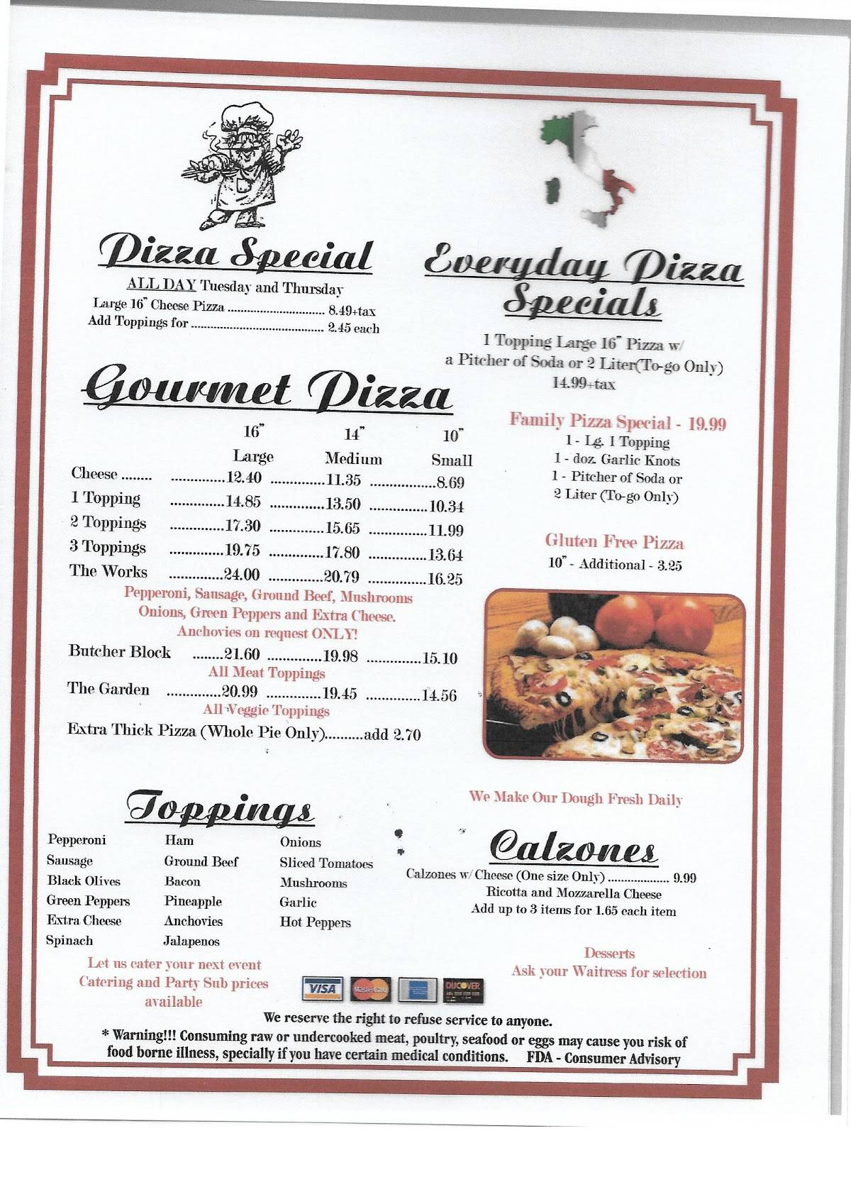 Menu at Angelotti's Pizza pizzeria, Inverness