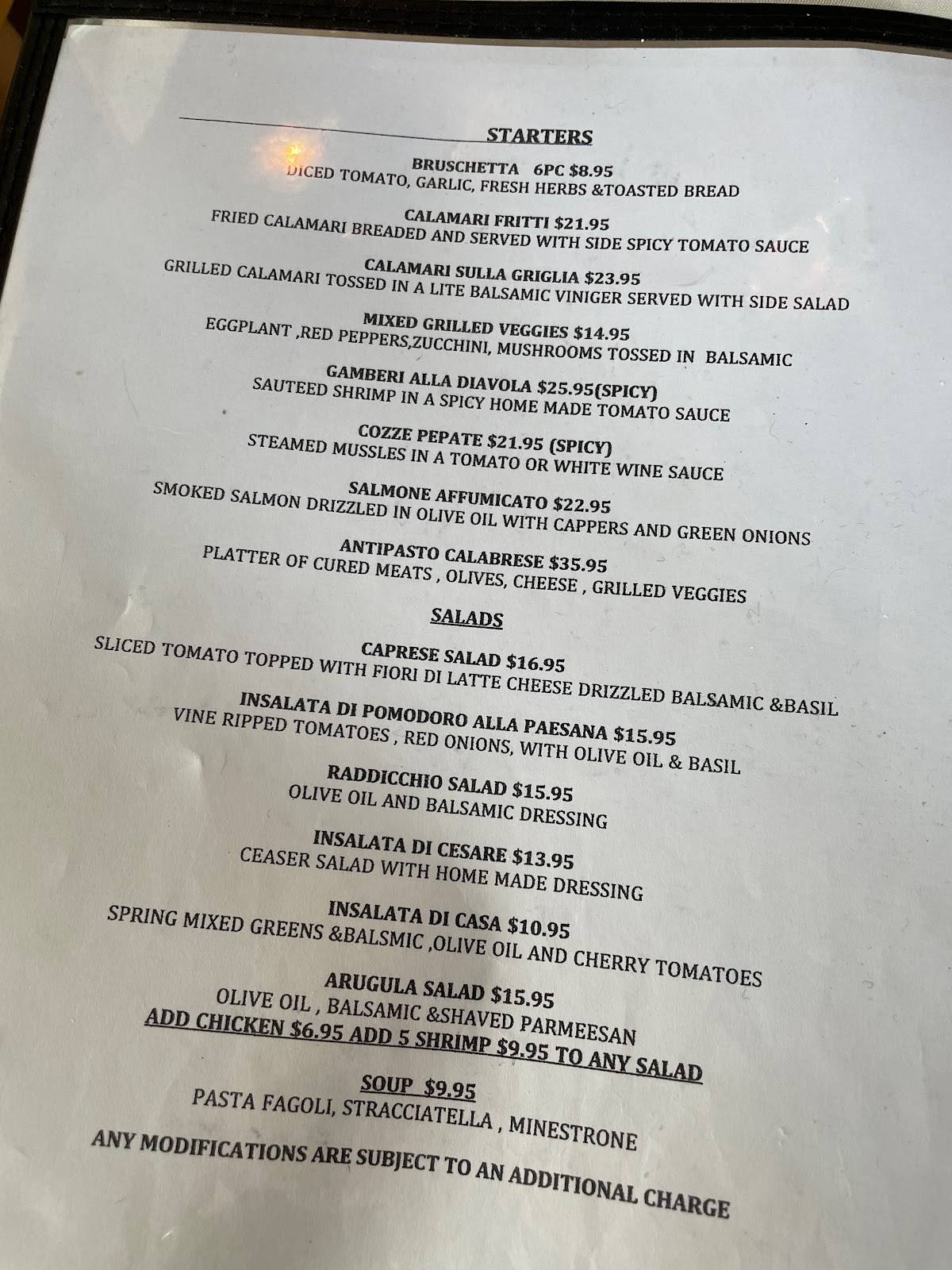 Menu at Anna Maria Trattoria restaurant, Vaughan