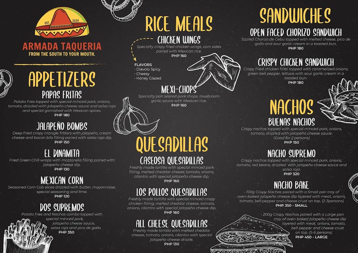 Carta del restaurante Armada Taqueria, Lapulapu