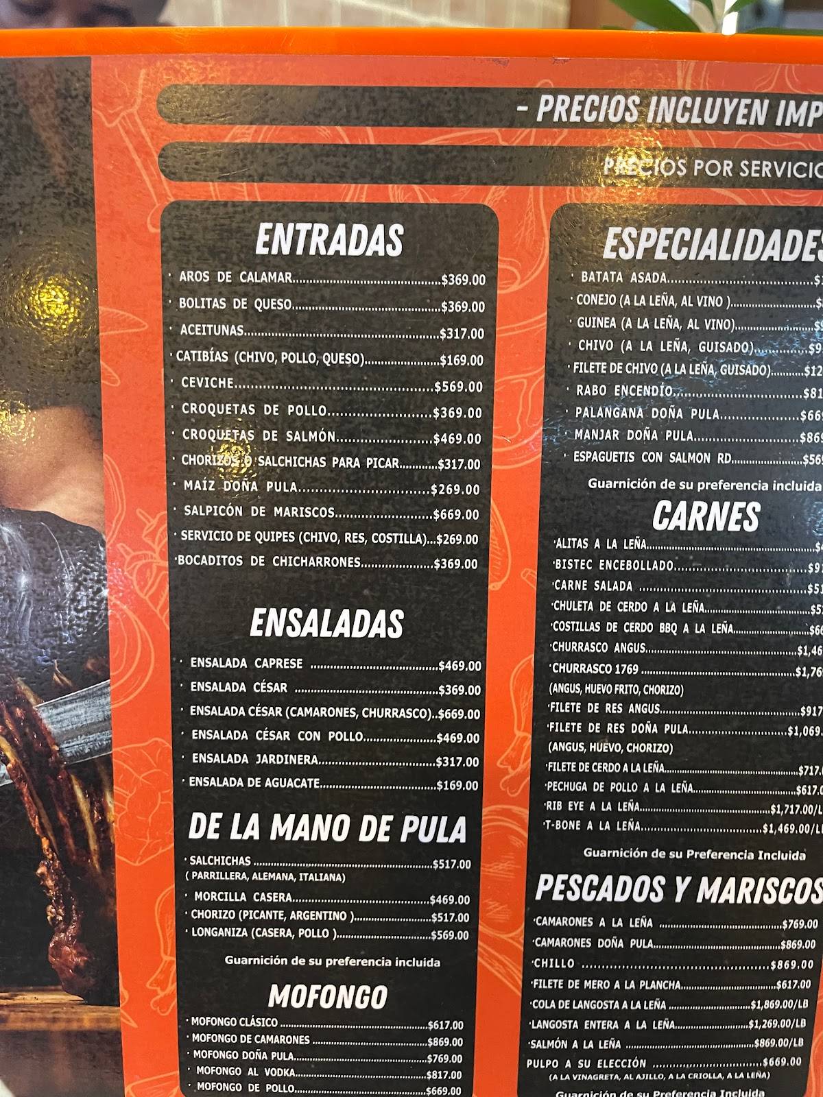 Carta del restaurante Asadero Doña Pula, Canabacoa, Santiago De Los ...