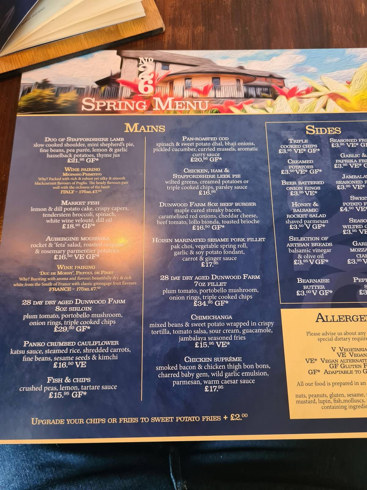 Menu at Aston Marina restaurant, Stone, Lichfield Road