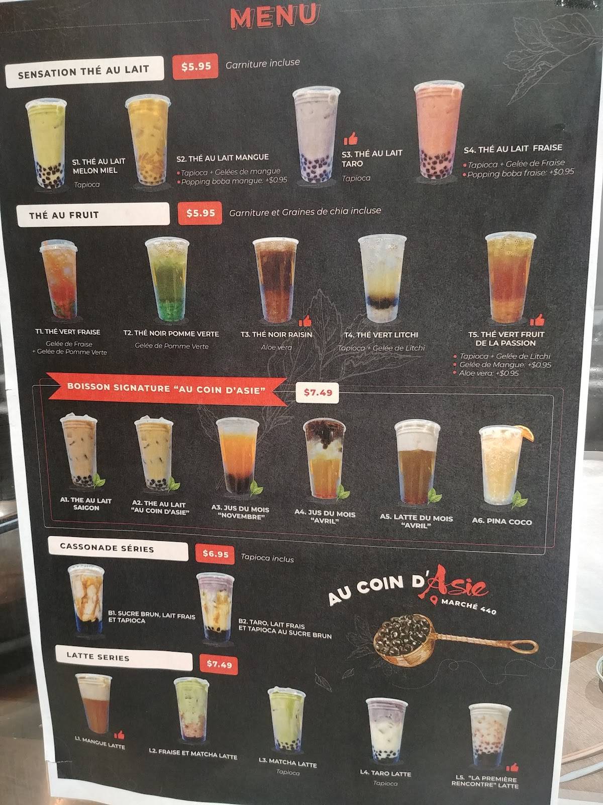 Menu au Au Coin d'Asie Marché 440 restaurant, Laval