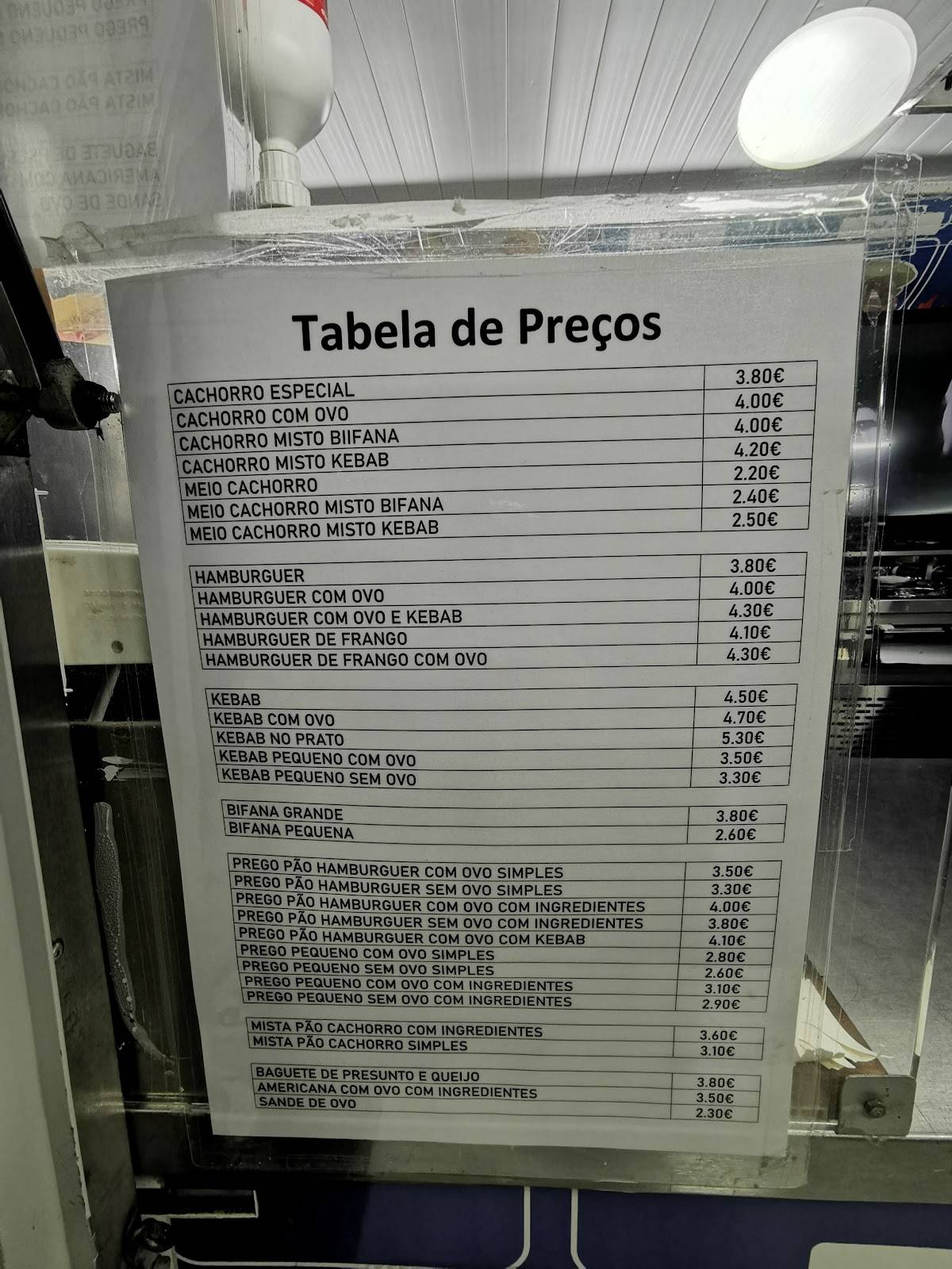 Menu em Auto-bar Merybel, Freamunde