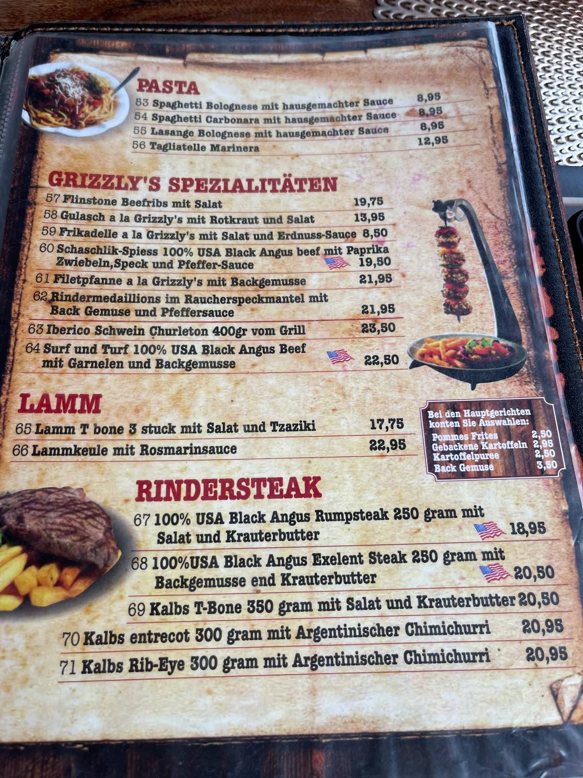 Menu at BAR RESTAURANT GRIZZLY'S., Calp