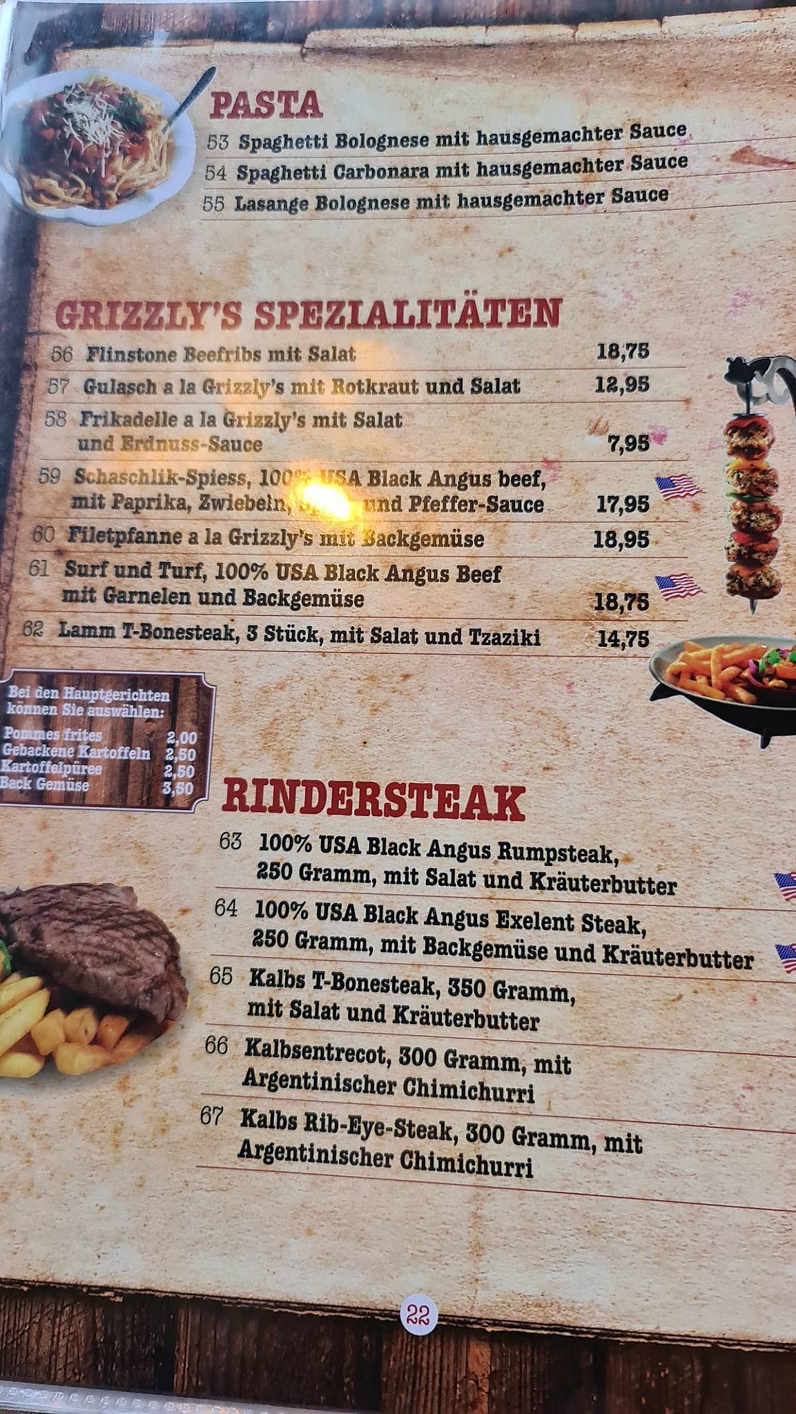 Menu at BAR RESTAURANT GRIZZLY'S., Calp