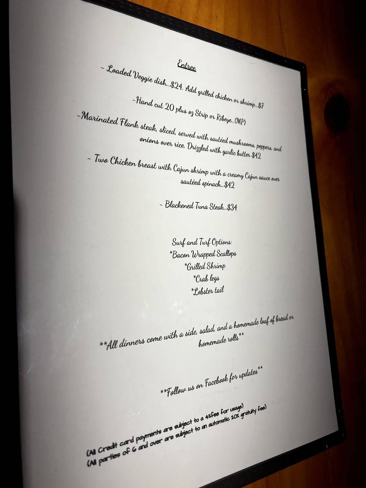 Menu at Nick Stoner Inn Seafood & Steakhouse/Special event Venue ...