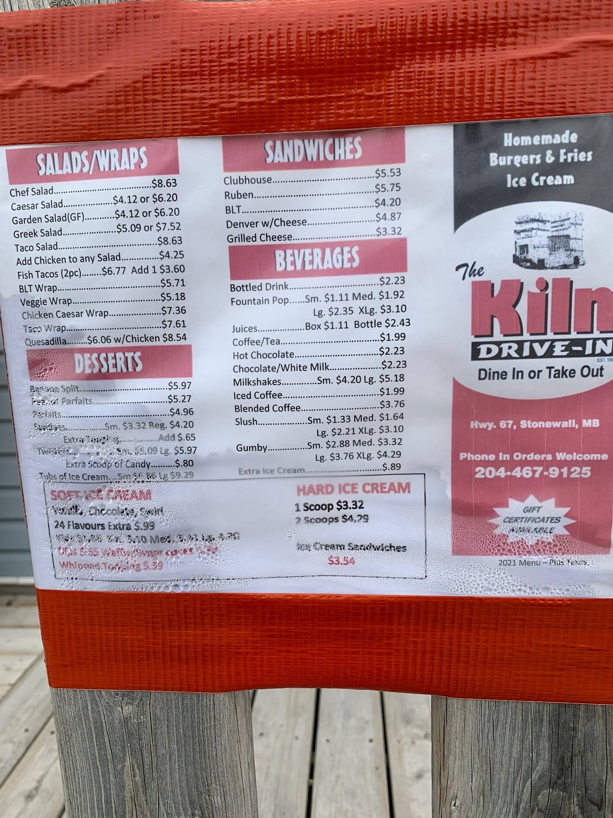Menu at The Kiln Drive-In BBQ, Stonewall