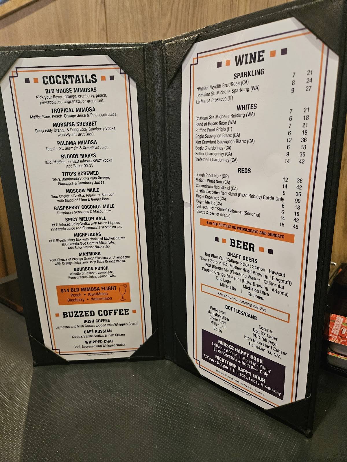Menu at BLD Chandler restaurant, Chandler