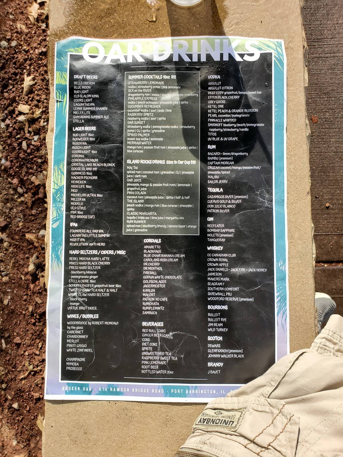 Menu at BROKEN OAR MARINA-BAR & GRILL, Port Barrington, 614 Rawson ...