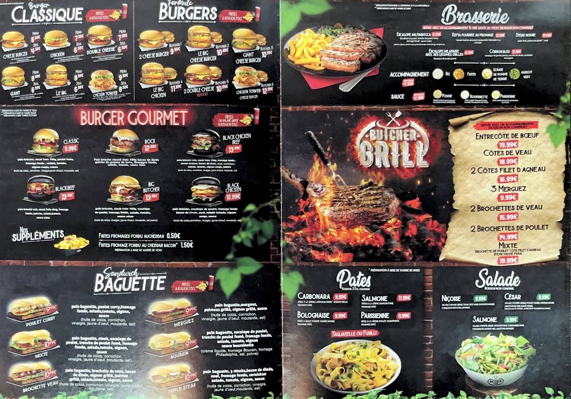 Menu au BOTCHER FAST-FOOD HALAL restaurant, Trappes